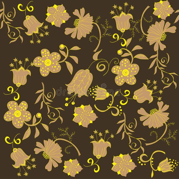 Seamless Brown Flower Pattern Stock Vector - Illustration of ...