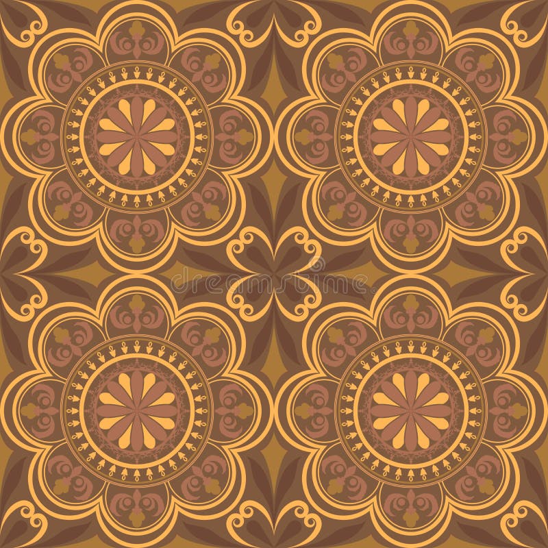 Seamless Brown Retro Pattern. Stock Vector - Illustration of curtains ...