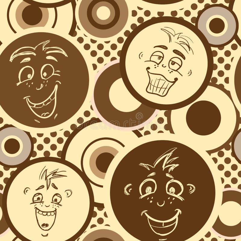 Seamless Brown Texture Pattern with Happy Emotions Stock Vector ...