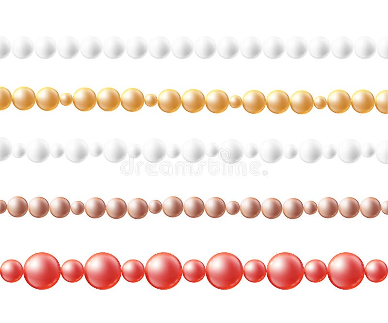 Seamless Brushes in Shape of Bead Strings Realistic Vector Illustration ...