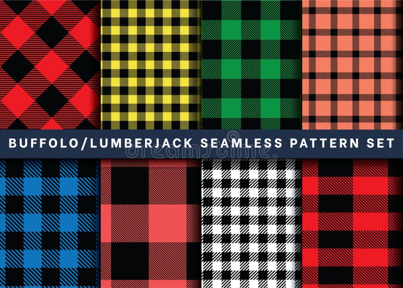 Seamless Buffalo Plaid Check Pattern Collection, Set of Lumberjack ...