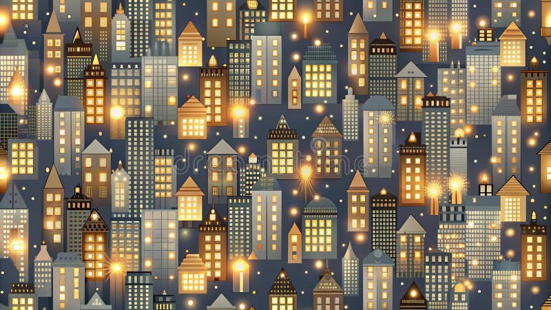 Seamless Buildings Wallpaper Pattern with Lights AI-Generated Content ...