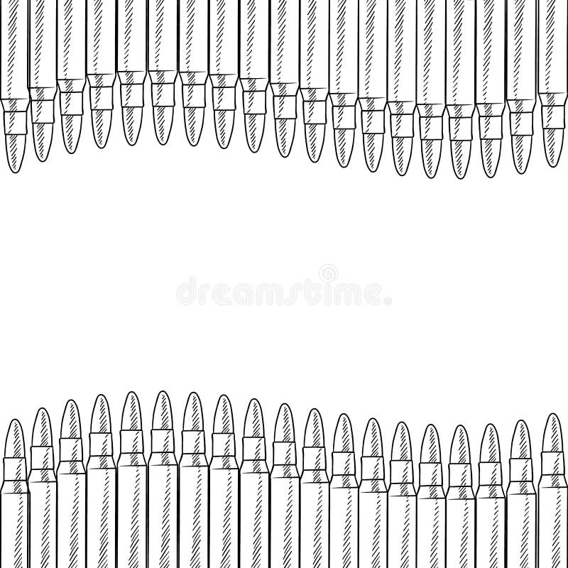 Seamless Bullet Border Sketch Stock Vector - Illustration of drawing ...
