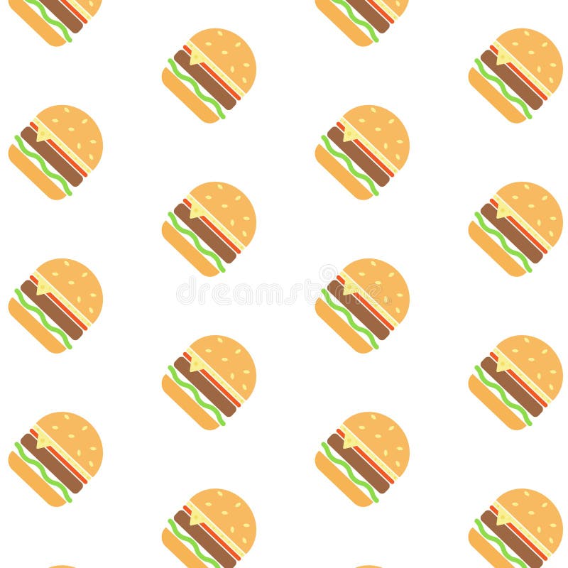Seamless Burger Pattern in Minimalistic Style. Fast Food Icon Stock ...