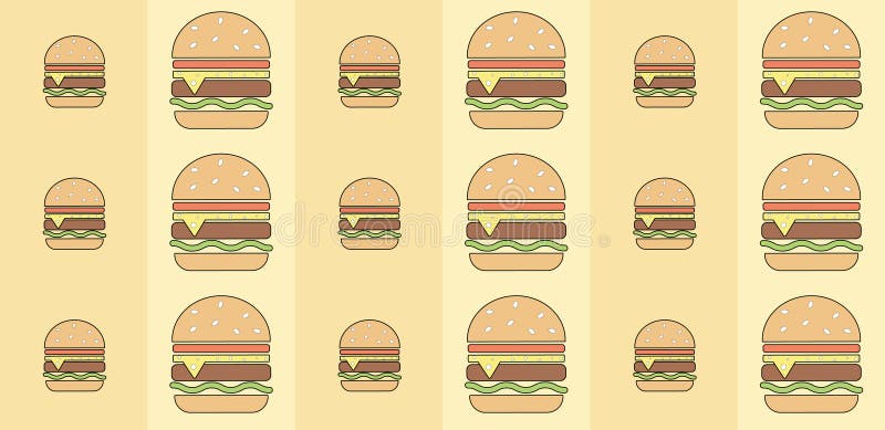 Seamless Burger Pattern in Minimalistic Style. Fast Food Icon Stock ...