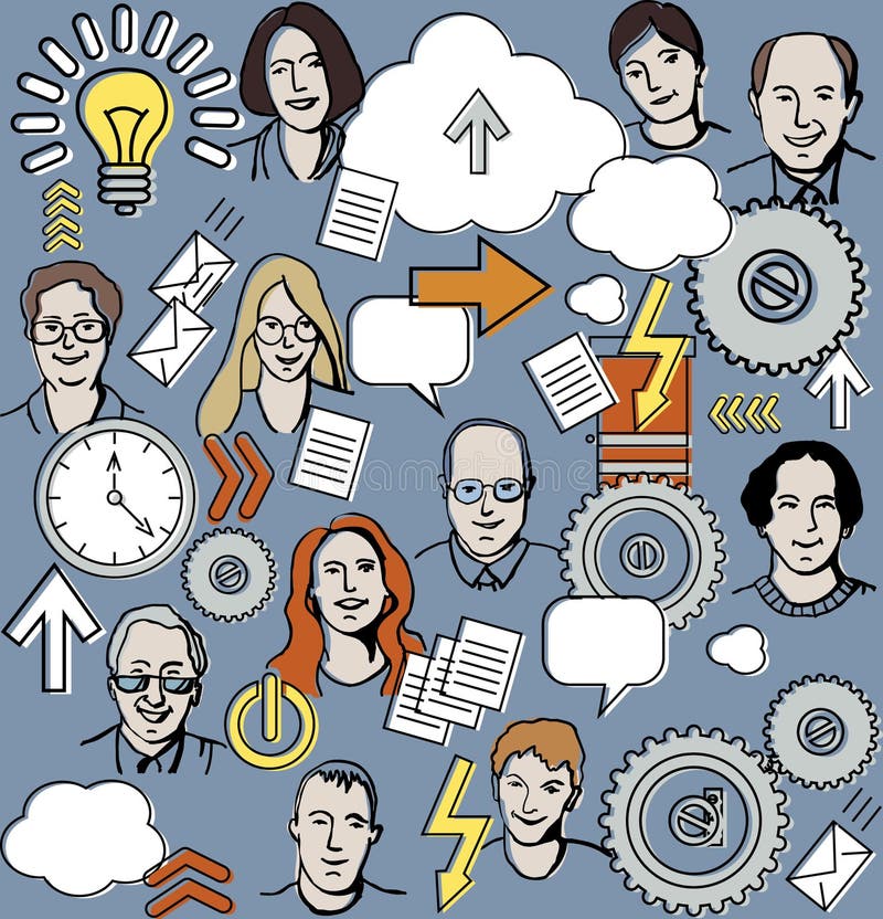 Seamless Business Pattern with People and Icons. Stock Vector ...