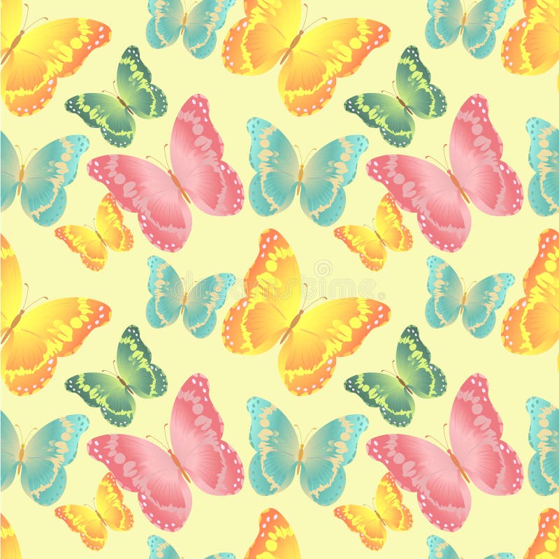 Seamless Butterflies Pattern Stock Vector - Illustration of repeating ...