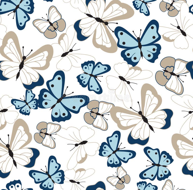 Seamless Butterflies on White Stock Vector - Illustration of butterfly ...