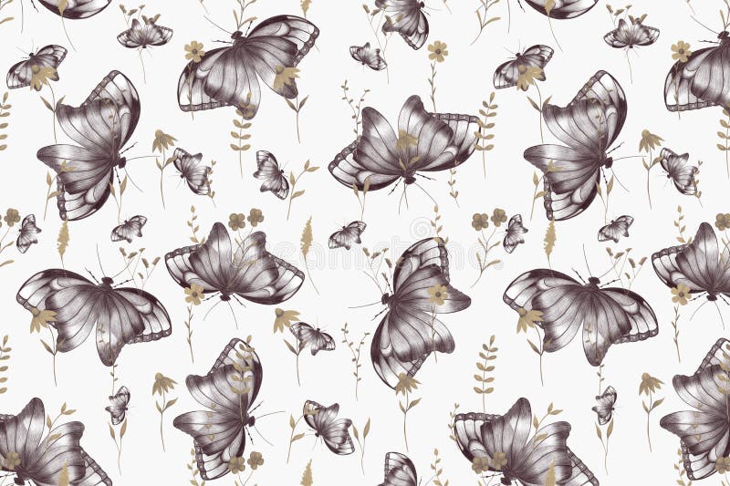 Seamless Butterfly Pattern Cool Wallpaper Stock Illustration ...