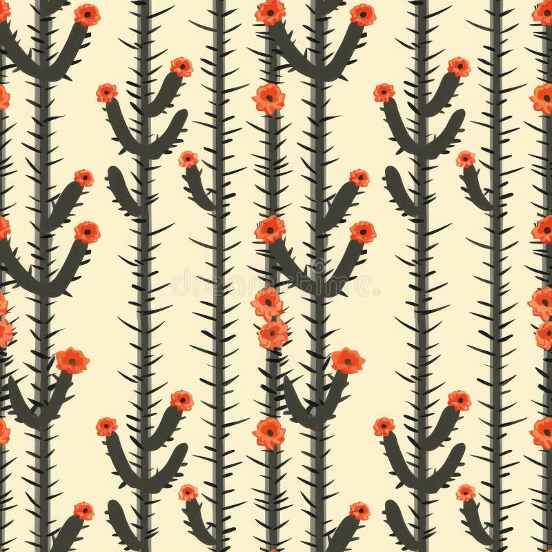Seamless Cactus Spine and Desert Bloom Texture Stock Photo - Image of ...