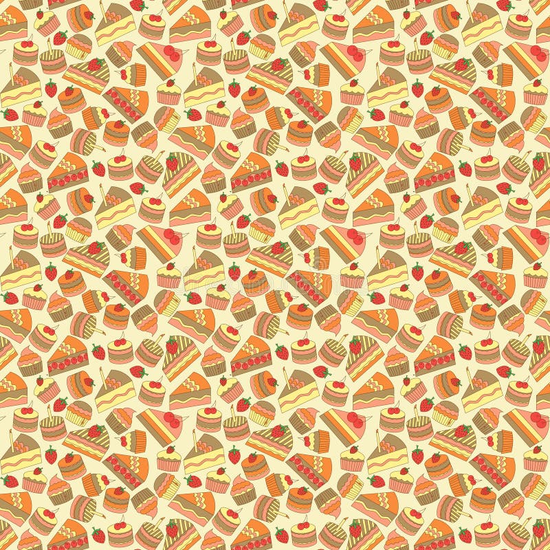 Seamless Cake and Bakery Pattern Stock Vector - Illustration of pattern ...
