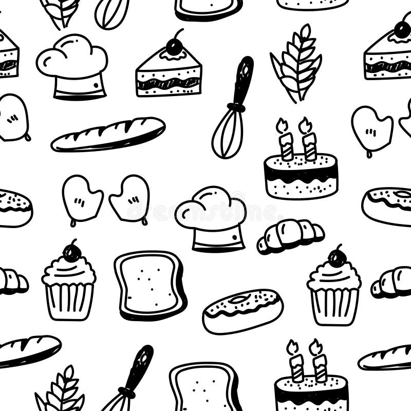 Set Of Bakery And Cake Doodle Vector Illustration In Colorful Hand ...