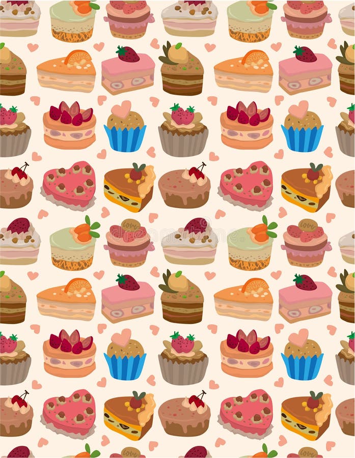 Seamless cake pattern stock vector. Illustration of draw - 17261318