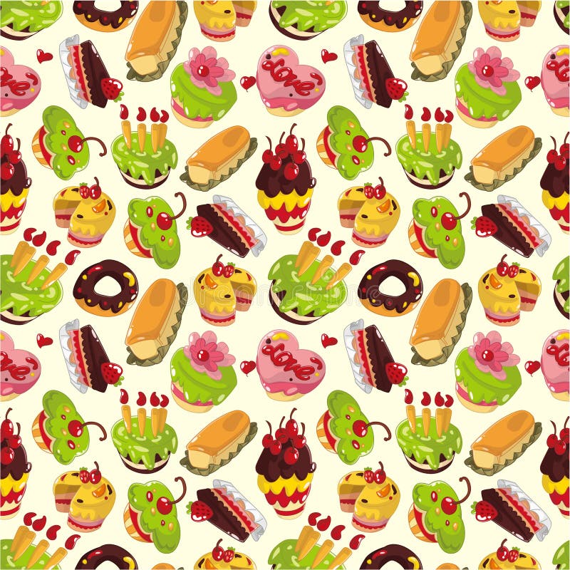 Seamless cake pattern stock vector. Illustration of draw - 17261318