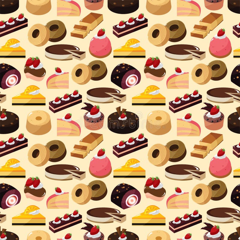 Cute Food Seamless Pattern. Stock Vector - Illustration of hand, cute ...