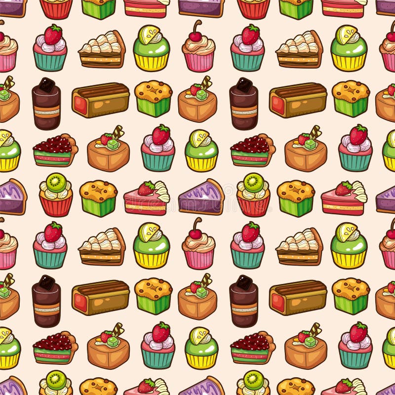 Seamless cake pattern stock vector. Illustration of happy - 23513502