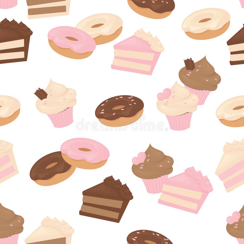 Seamless cake pattern stock vector. Illustration of draw - 17261318
