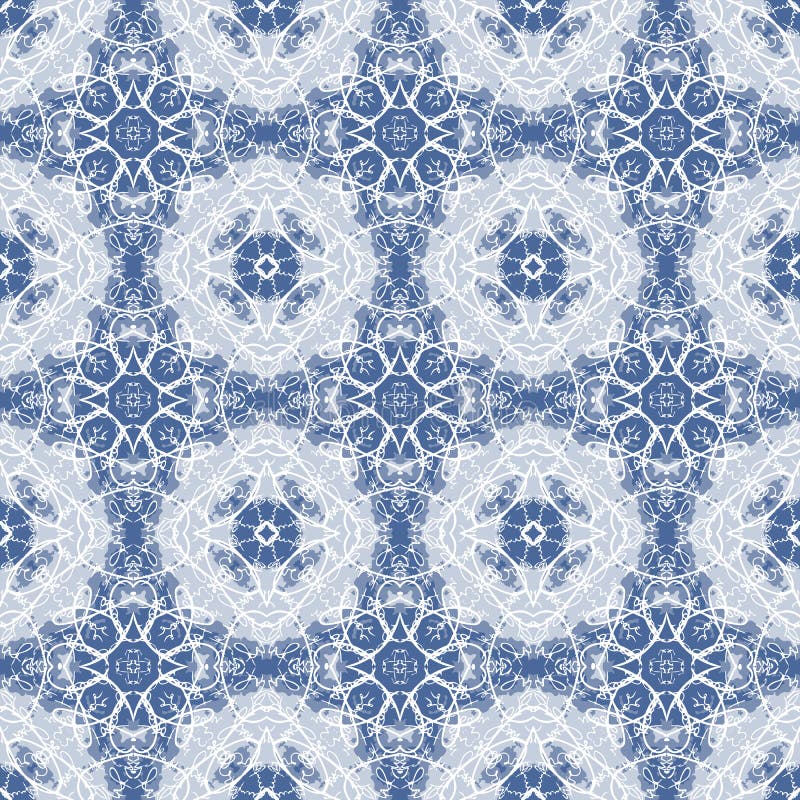 Seamless Calligraphy Pattern in White and Blue. Stock Vector ...