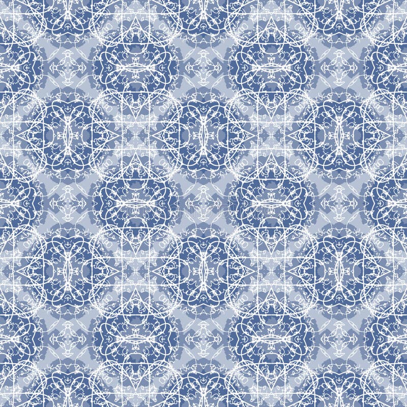 Seamless Calligraphy Pattern in White and Blue. Stock Vector ...