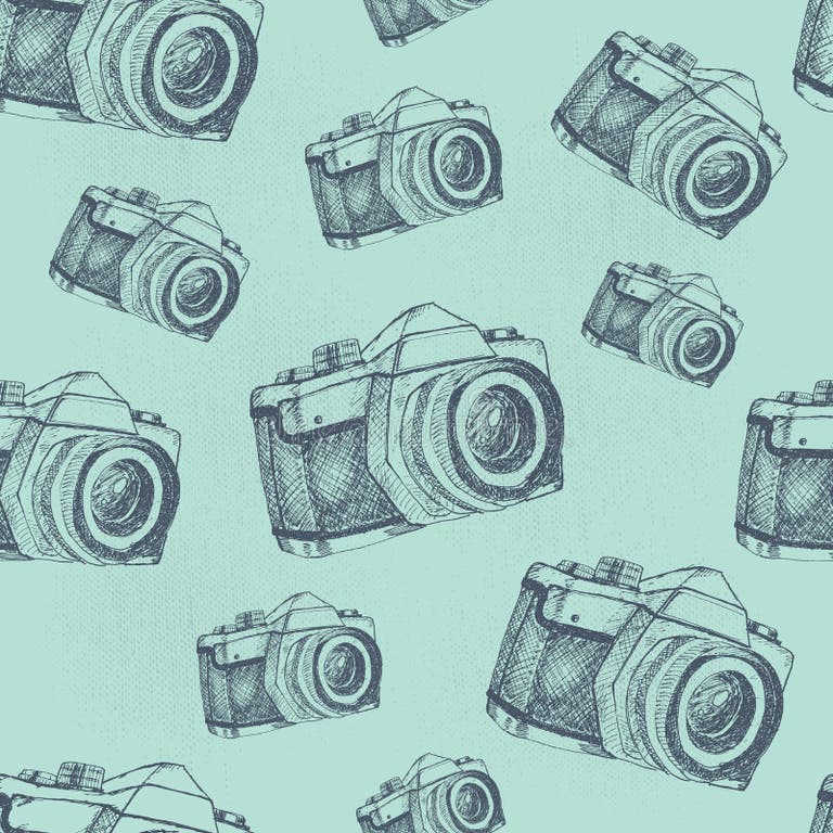 Seamless camera pattern stock vector. Illustration of cinema - 49864905