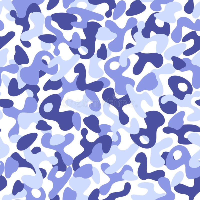Seamless Camouflage Texture. Trendy Camouflage Style, Pattern. Blue ...
