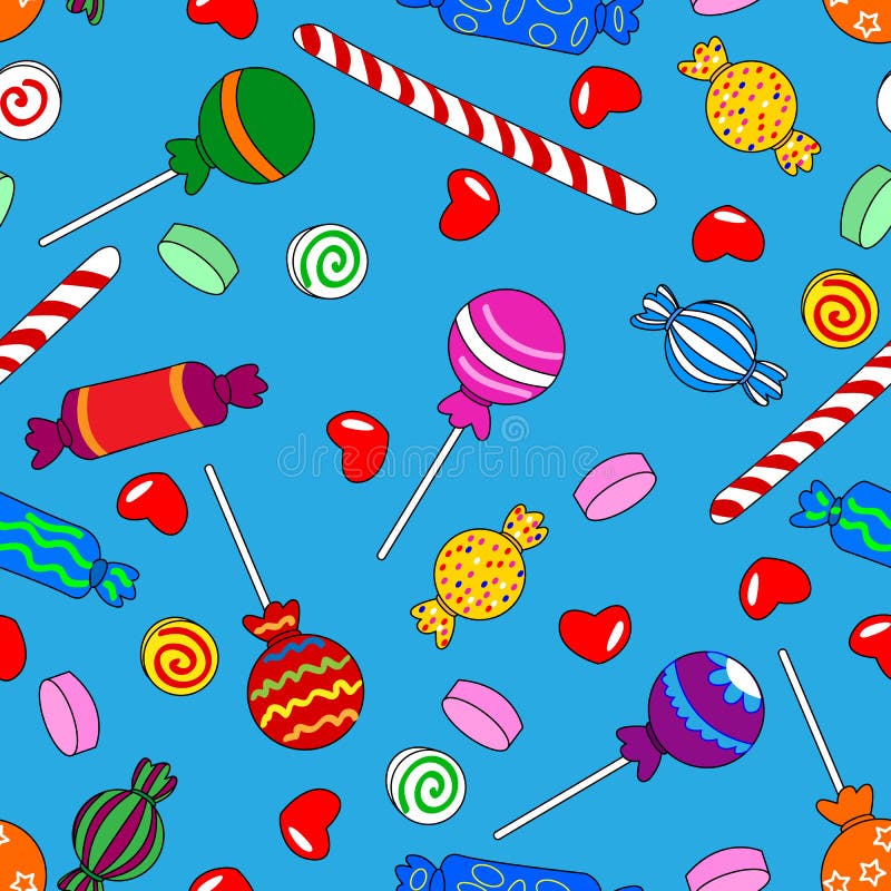 Lollipops Candy Repeat Pattern Stock Vector - Illustration of drawn ...