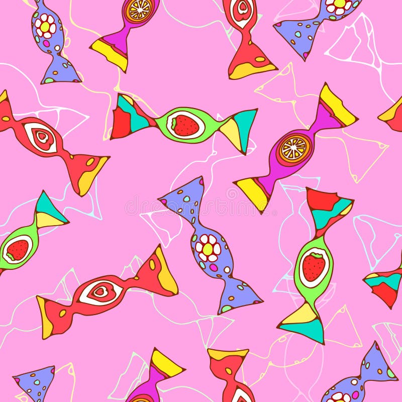 Seamless candy pattern stock vector. Illustration of strawberry - 38353457