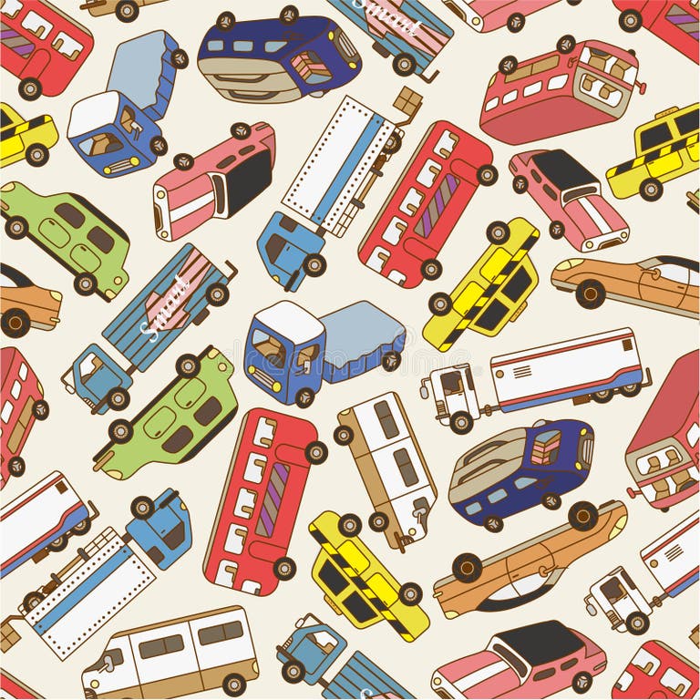 Seamless Pattern Cars Vehicles Stock Illustrations – 463 Seamless ...
