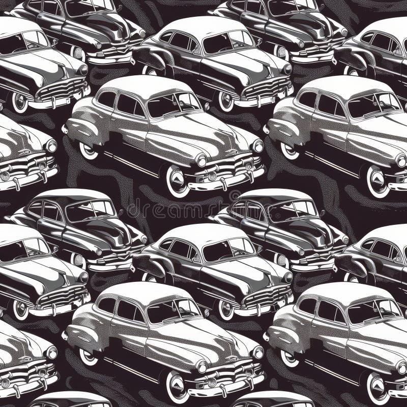 Seamless Car Pattern Coloring Page - Cartoon Style with Various Models ...