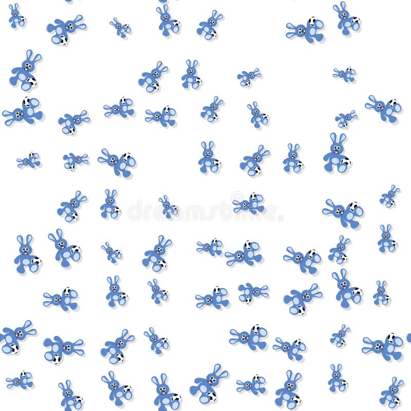 Seamless Cartoon Bunny Pattern with Drop Shadow on White Stock ...