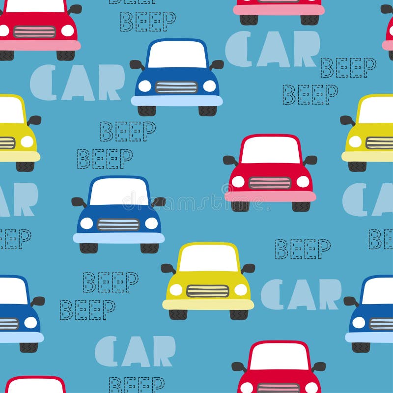 Seamless Cartoon Cars Pattern. Vector Transport Auto Background for ...