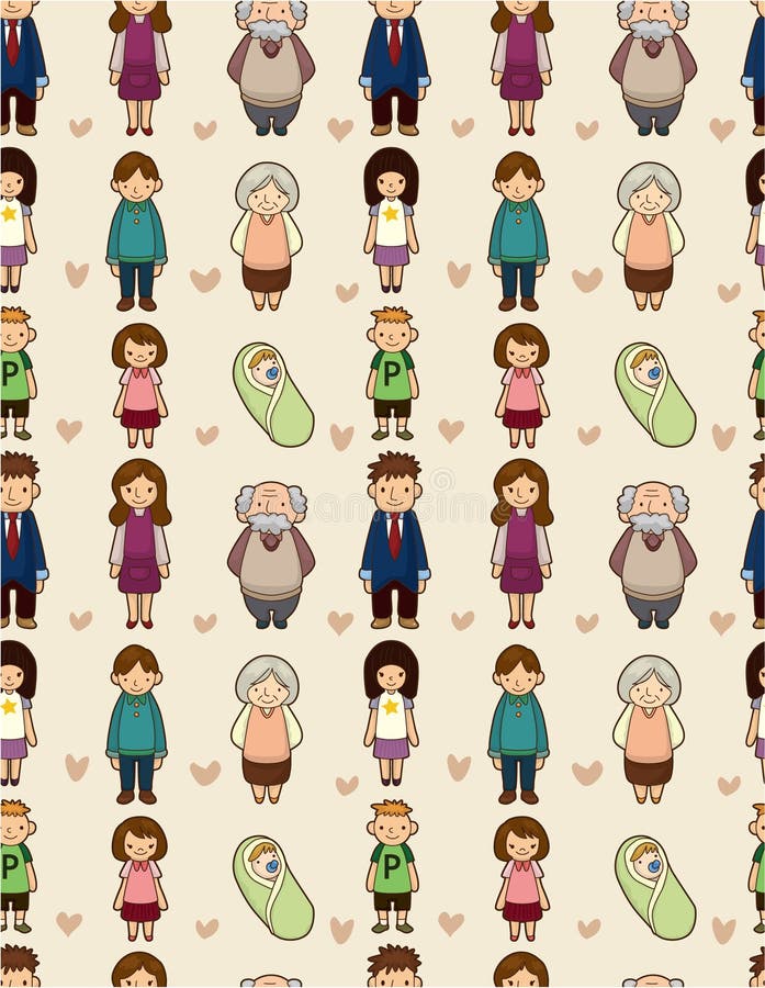 Seamless Cartoon Family Pattern Stock Vector - Illustration of color ...