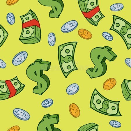 Seamless Cartoon Money Pattern Stock Vector - Illustration of quarter ...