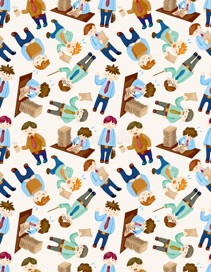 Seamless Cartoon Office Worker Pattern Stock Vector - Illustration of ...