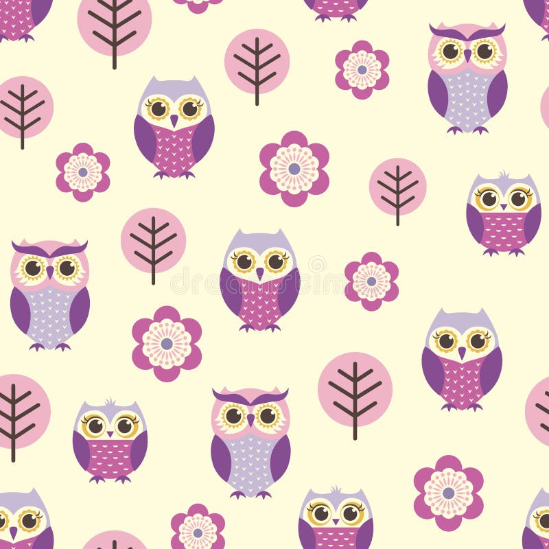 Wallpaper Cartoon Owl Pattern