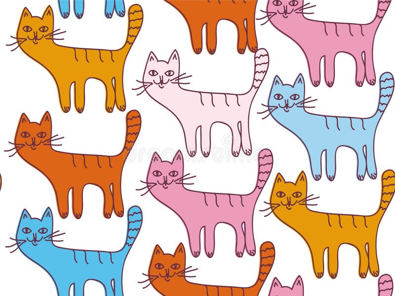 Colorful Cats Seamless Pattern Background Stock Vector - Illustration ...