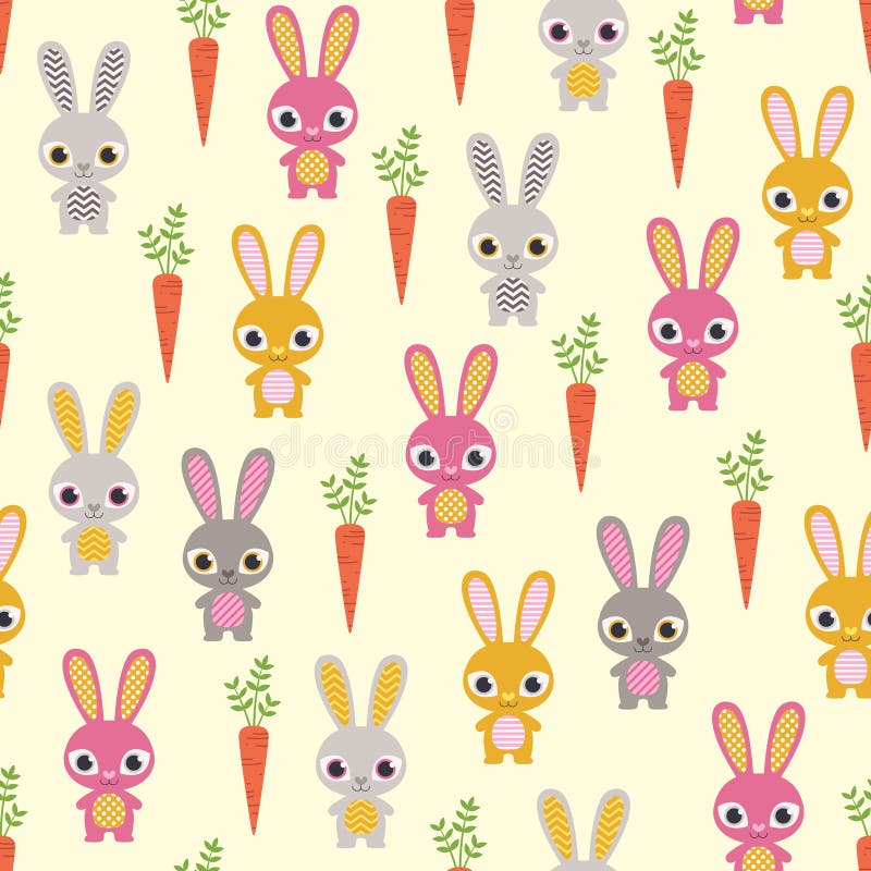 Seamless Cartoon Rabbit Pattern Stock Vector - Illustration of ...