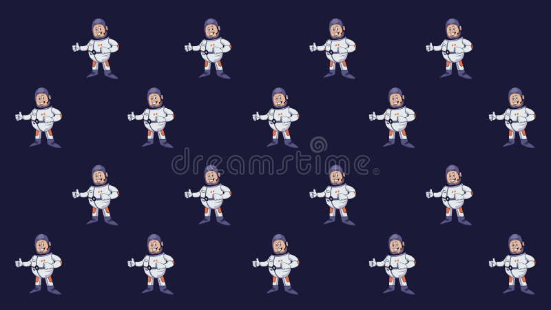 Seamless Cartoon Spaceman Pattern on Blue Background Illustration ...