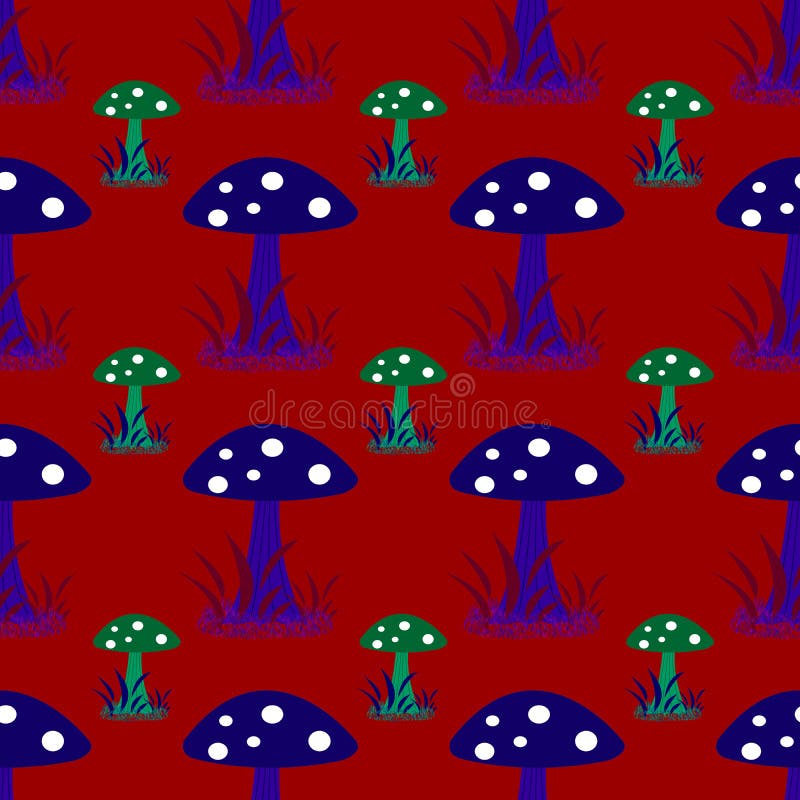 Seamless Cartoon Style Cute Mushroom Pattern Wallpaper on Yellow ...