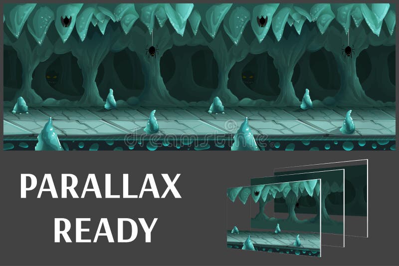 Seamless Cartoon Underground Landscape, Vector Unending Background with ...