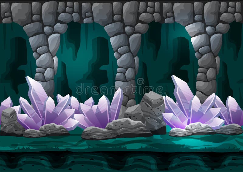 Seamless Cartoon Vector Cave with Separated Layers for Game and ...