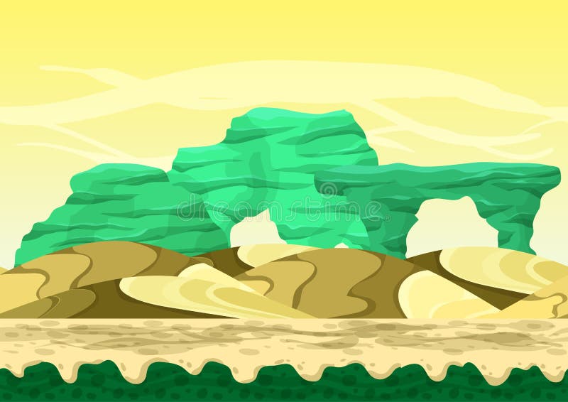 Seamless Cartoon Vector Desert Background with Separated Layers Stock ...