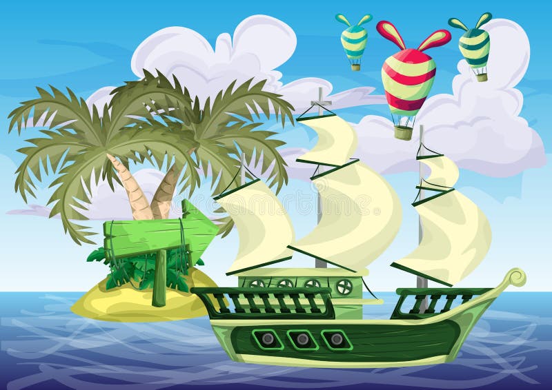 Seamless Cartoon Vector Island with Separated Stock Vector ...