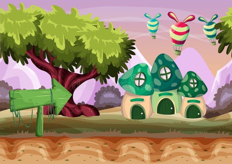 Seamless Cartoon Vector Landscape with Separated Layers Stock Vector ...