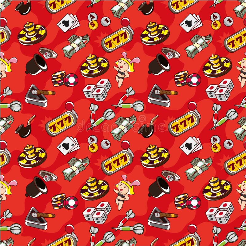 Seamless Casino Gambling Poker Background with Red and Black Symbols ...