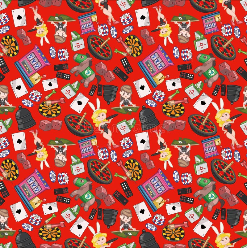 Seamless Casino Gambling Poker Background with Red and Black Symbols ...