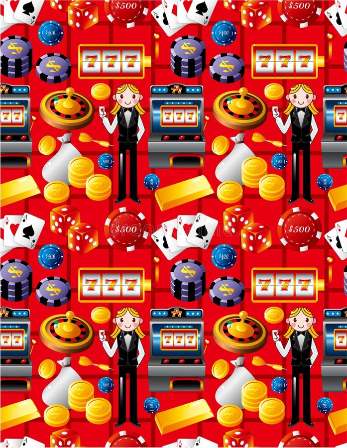 Seamless Casino Gambling Poker Background with Red and Black Symbols ...