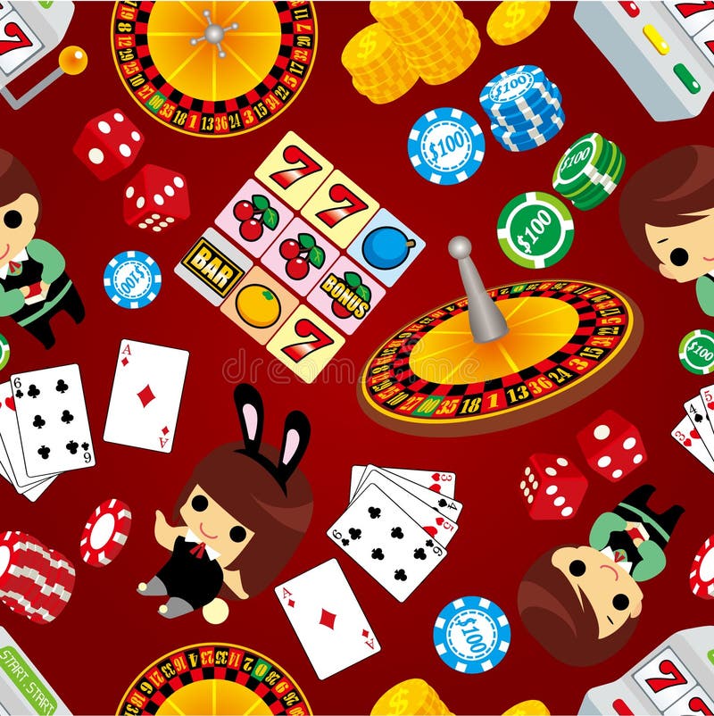 Seamless Casino Gambling Poker Background with Red and Black Symbols ...