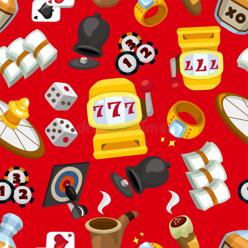 Seamless Casino Gambling Poker Background with Red and Black Symbols ...