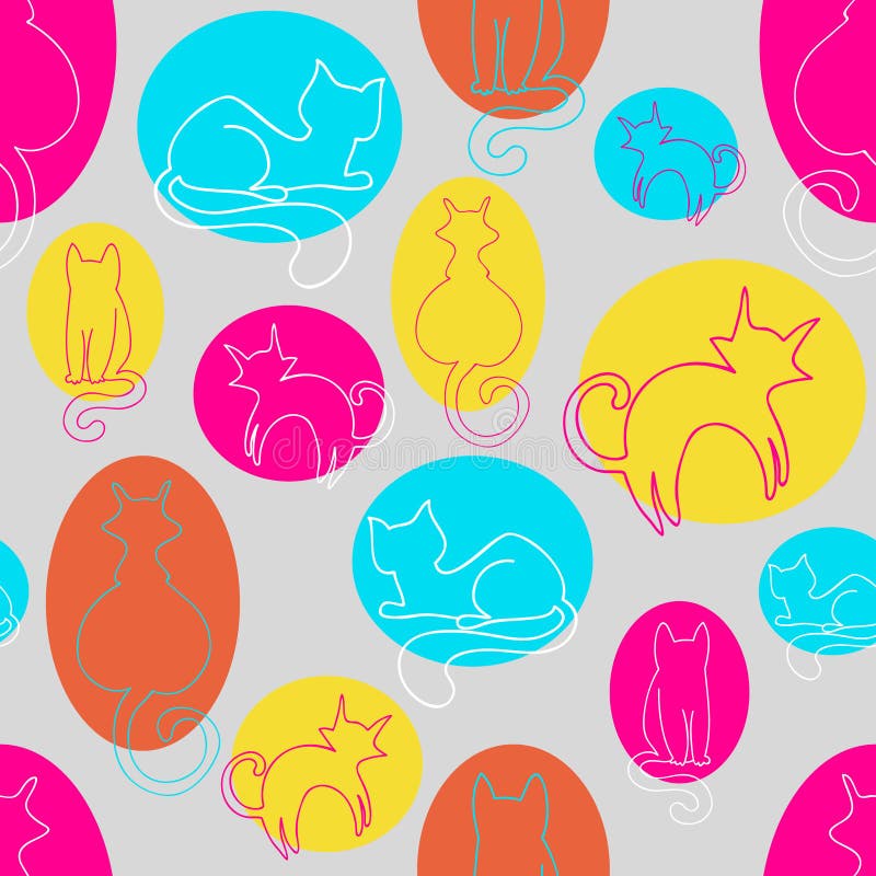 Seamless cats pattern stock vector. Illustration of funny - 58288181